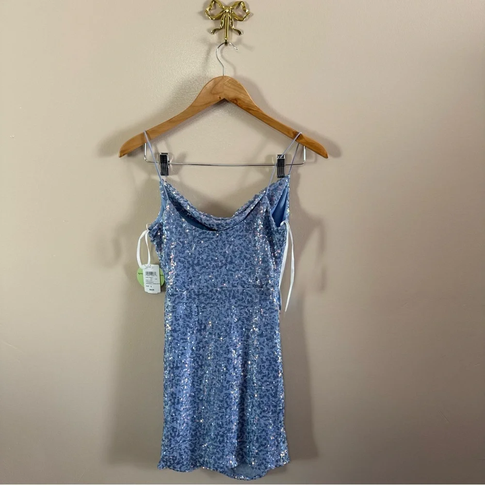 Windsor | Dresses | Windsor Sarah Sequin Mesh Mini Dress Blue Sparkle ...